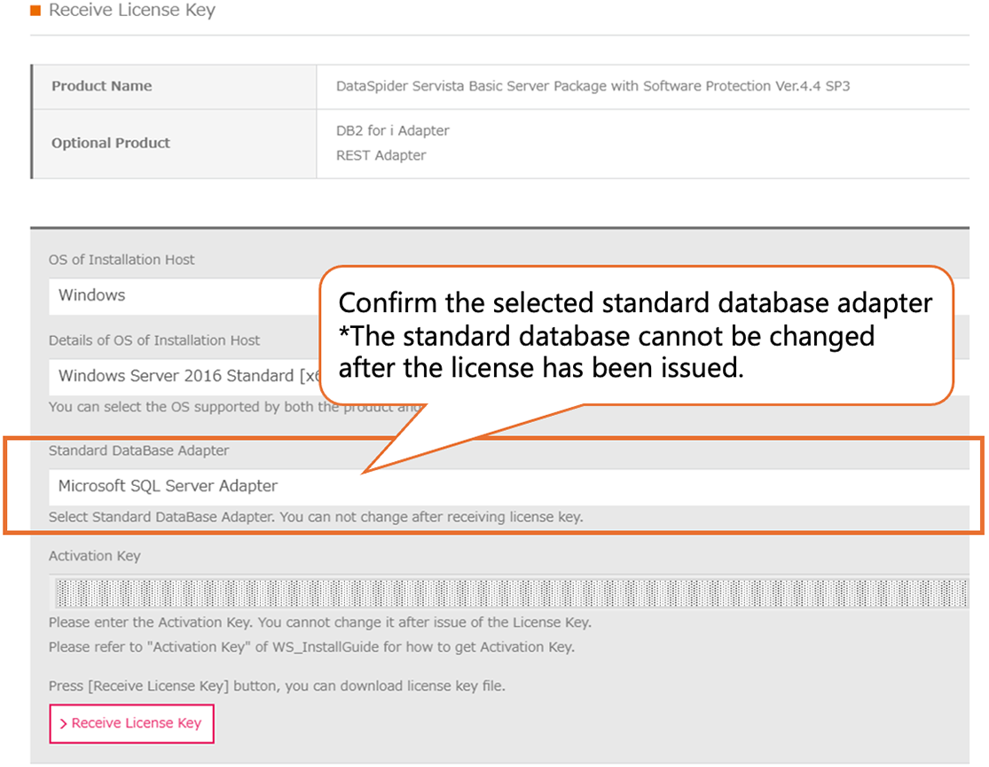 About the standard database adapter for DataSpider Servista Basic ...