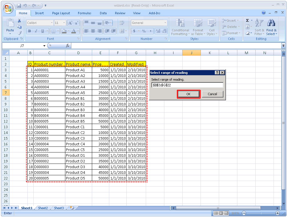 [Excel] Excel Read Wizard